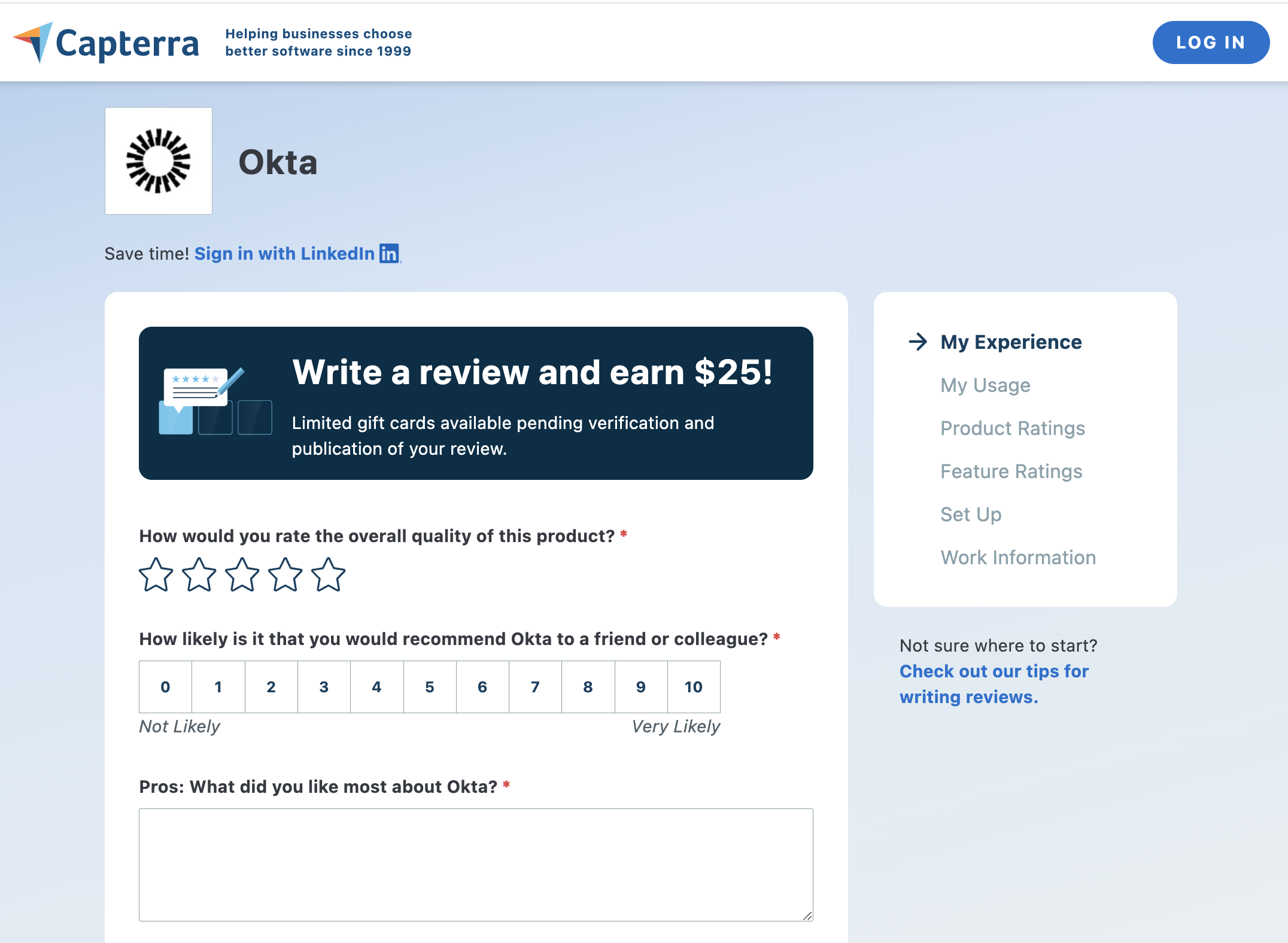 Community Blog Post: Review Okta on Capterra and Earn a $25 Gift Card