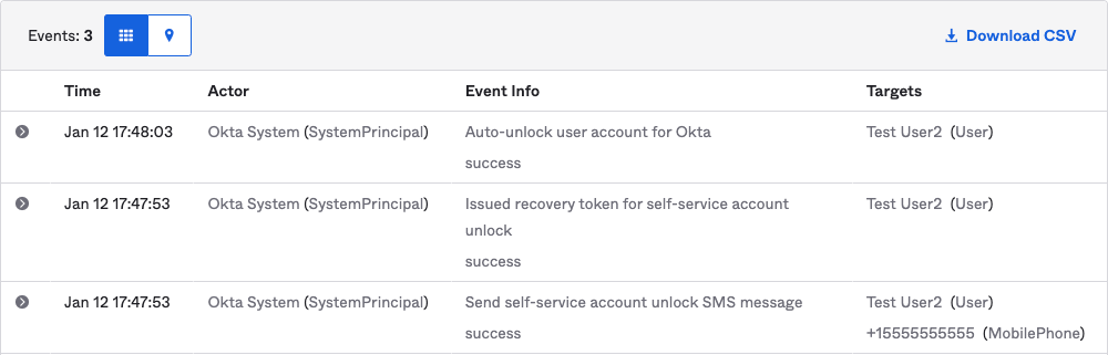 User Sign-in and Recovery Events in the Okta System Log