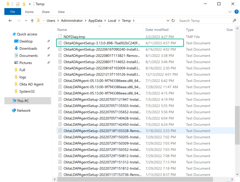 How to Access Windows Okta Agent Installer Logs