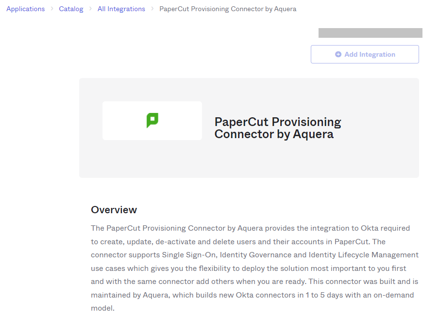 PaperCut Provisioning Connector by Aquera: the option to add this ...