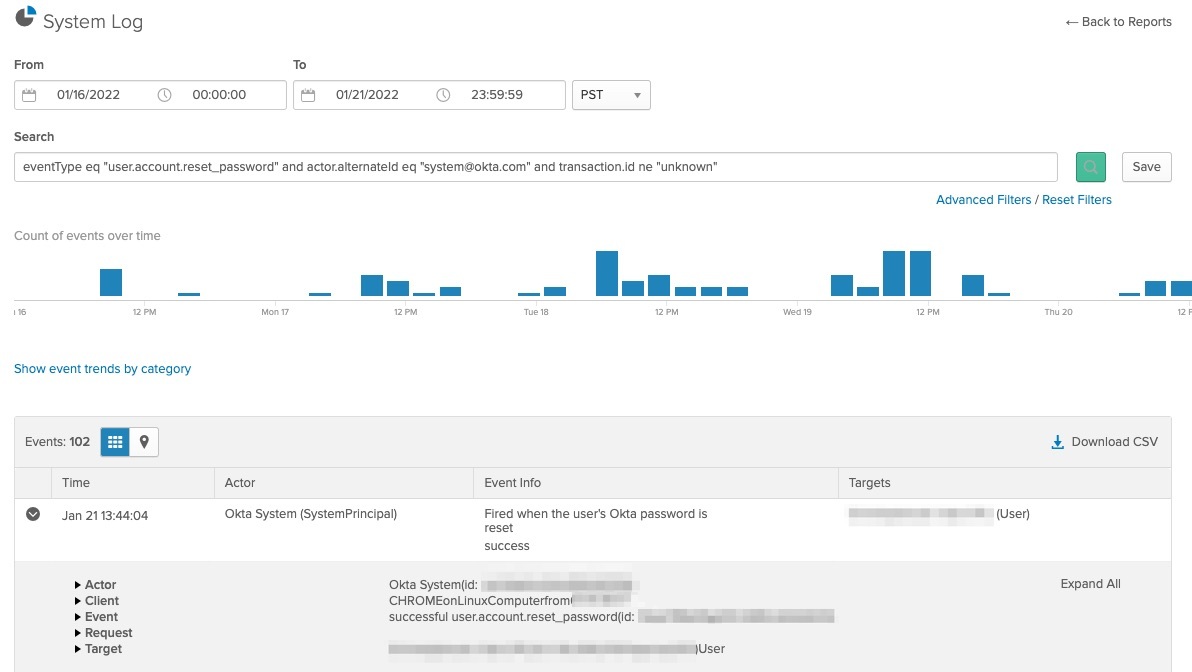 Auditing customer support actions in your Okta tenant using System Log