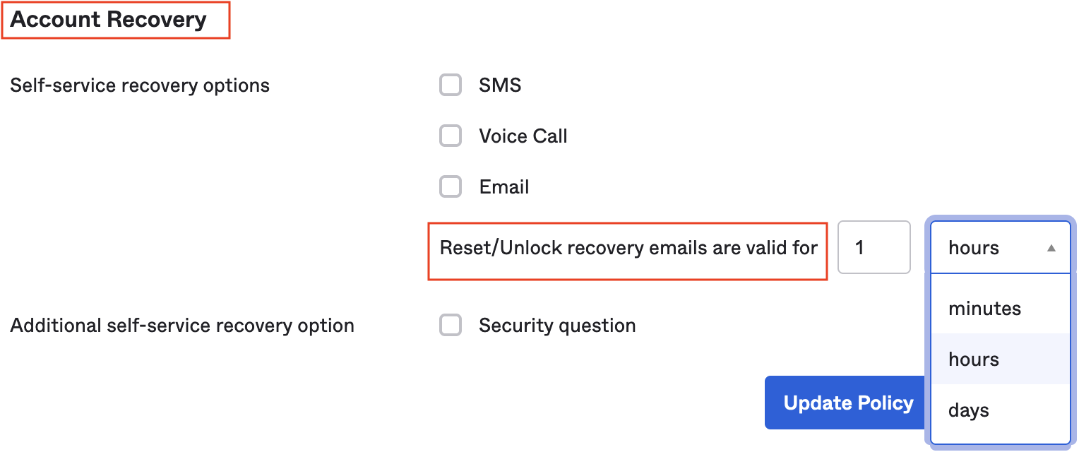 How to Manage the Account Recovery Email Validity Period