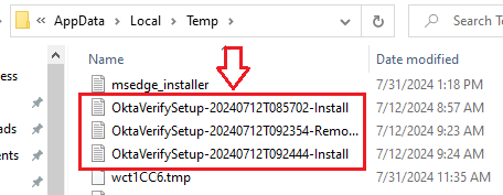 Okta Verify for Windows Installation Logs