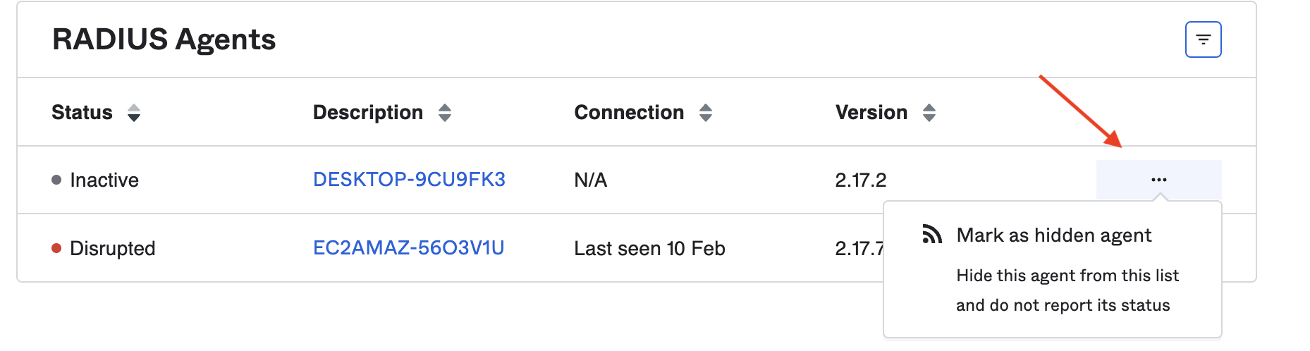 How to Remove Uninstalled RADIUS Agents from the Agent Status Page