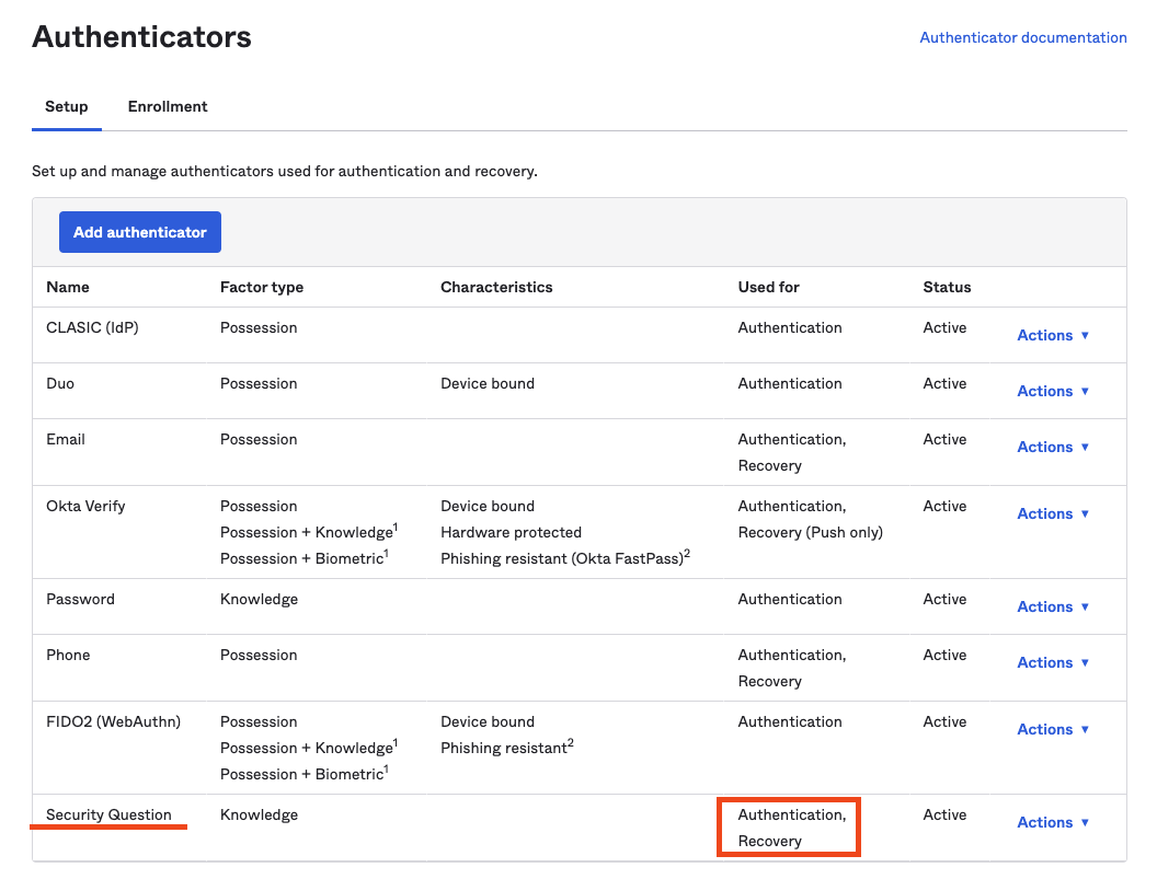 Enabling Security Question as a Second Authenticator in Okta Identity ...