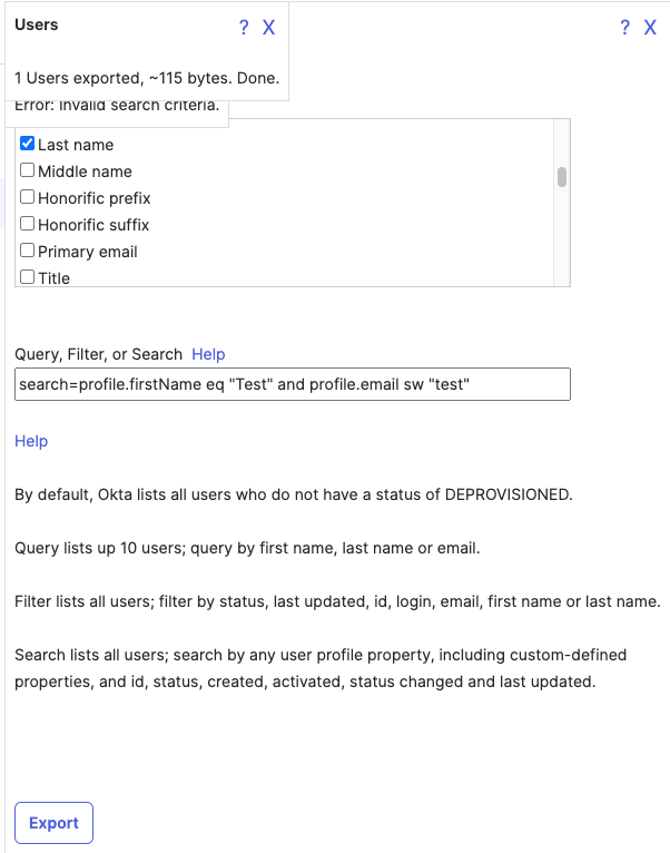 Export Okta Users Using Rockstar Based on Certain Attributes