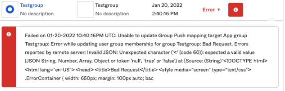 Snowflake Group Push Error "ErrorContainer { width: 650px; margin ...