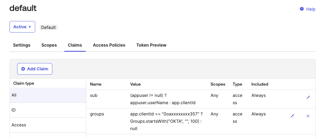 Adding a Group Claim for a Specific Application/Client