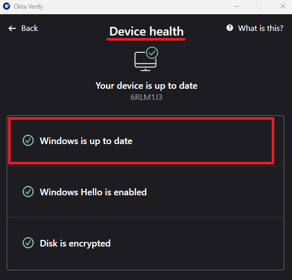 About Okta Verify Device Health Operating System Status