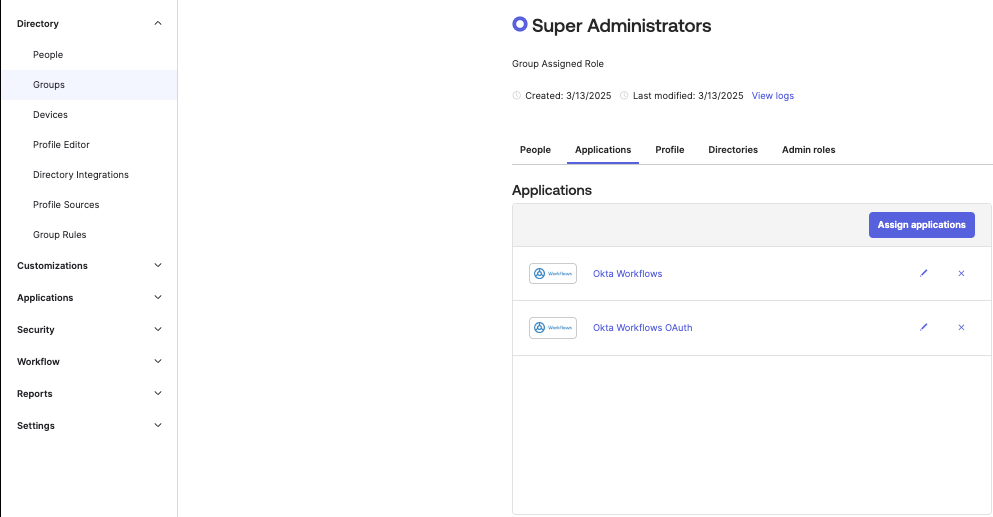 Applications Automatically Assigned to Groups with Assigned Admin Roles