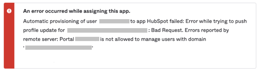 HubSpot Provisioning Error "Portal is not allowed to manage users with ...