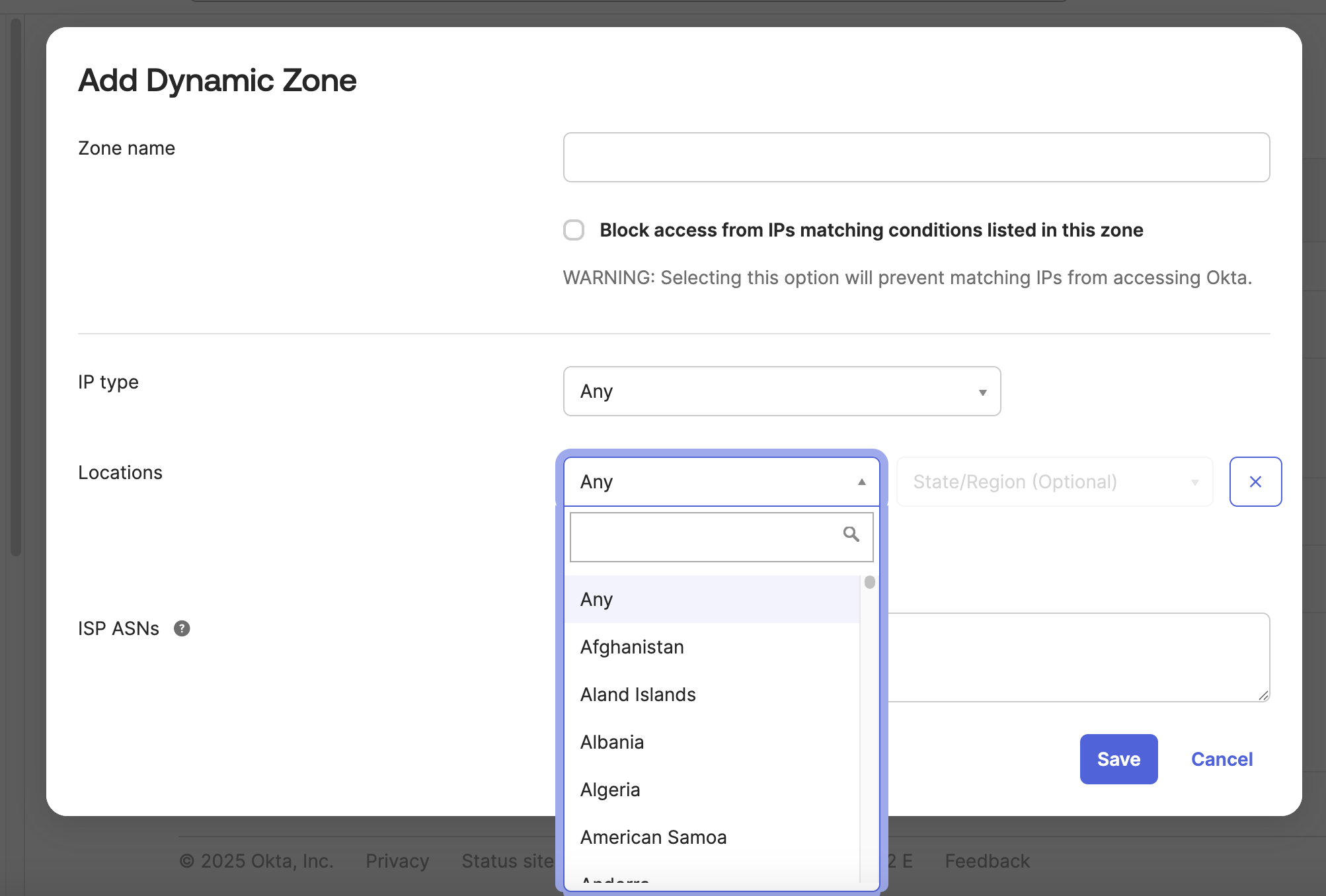 List of Countries and Regions Available Under Dynamic Network Zones