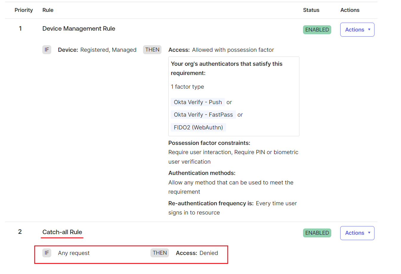 How to Configure Authentication Policies for Device Management