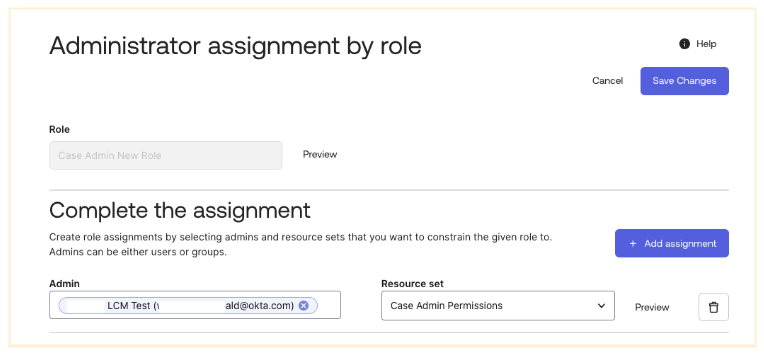 Assigning the Case Admin Permission to Okta Admins