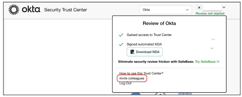 Accessing Okta’s Security Trust Center