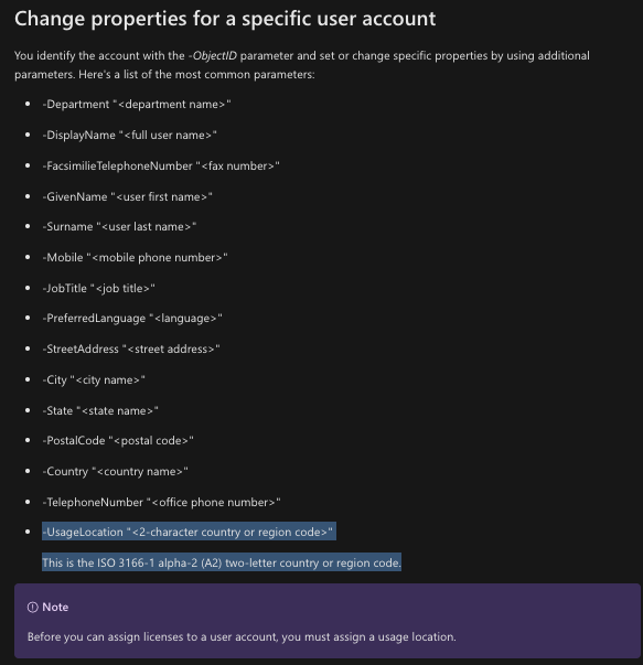 MS Office 365 Provisioning Error: 400 BadRequest "Property ...
