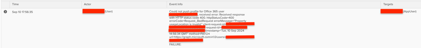 MS Office 365 Provisioning Error: 400 BadRequest "Property ...