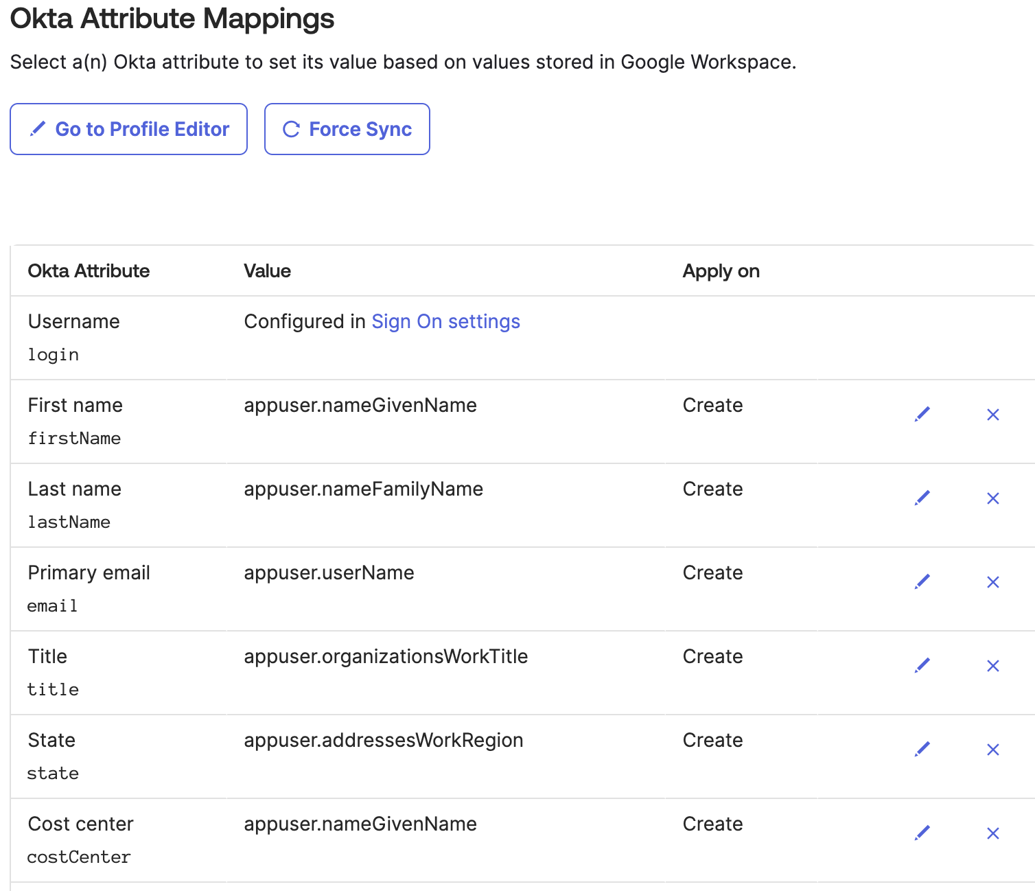 Create and Update No Longer Available in Okta Attribute Mappings