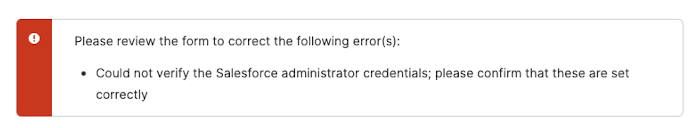 Salesforce Provisioning Integration Error "Could not verify the Salesforce administrator ...
